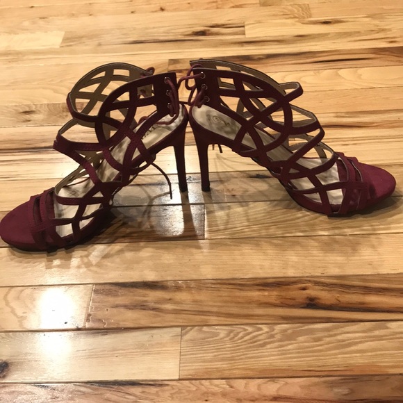 Shoes | Beautiful Caged Heels Size 41 Red Suede | Poshmark